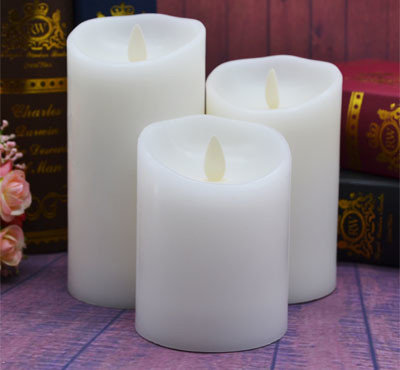 Set Of 3 Mini Flameless Moving Wick Battery Operated Artificial Led Candle With Timer