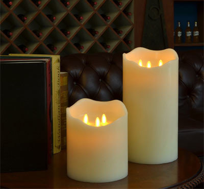 Flameless 3 Dancing Wicks Battery Operated Big Led Big Wax Candle Outdoor