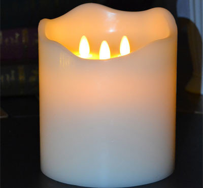 Flameless 3 Dancing Wicks Battery Operated Big Led Big Wax Candle Outdoor