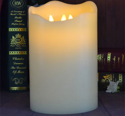 Flameless 3 Dancing Wicks Battery Operated Big Led Big Wax Candle Outdoor