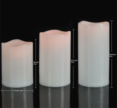 LED Flameless Outdoor Candle Set Votive Amber Yellow Flickering LED Candles Set of 3 Operated By 2AA Battery