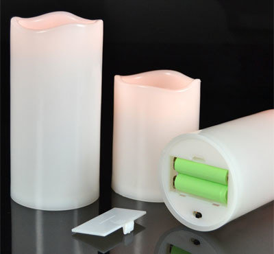 LED Flameless Outdoor Candle Set Votive Amber Yellow Flickering LED Candles Set of 3 Operated By 2AA Battery