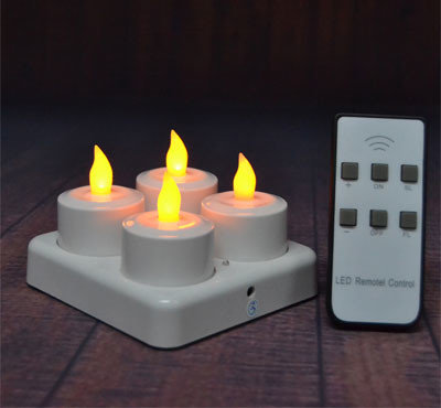 New 4pcs/set Rechargeable Flameless LED Tealight Candle Light with Frosted Holder Remote Based on UK.US AU Plug