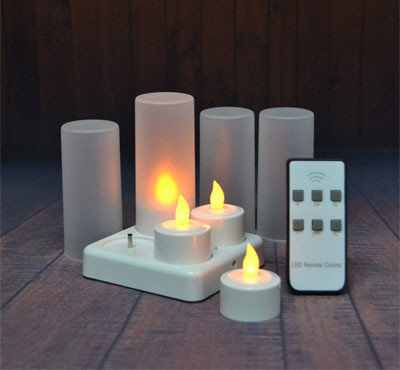 New 4pcs/set Rechargeable Flameless LED Tealight Candle Light with Frosted Holder Remote Based on UK.US AU Plug