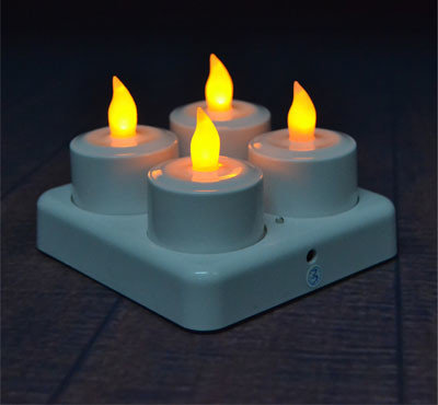 New 4pcs/set Rechargeable Flameless LED Tealight Candle Light with Frosted Holder Remote Based on UK.US AU Plug