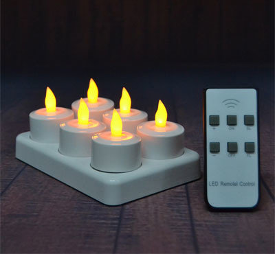 6Pcs LED Rechargeable Tealight Candle with Charging Base Frosted Holder with Remote Control for Christmas Wedding