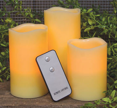 3pcs/Set Ivory Led Candles Battery Operated Real Wax Flickering Flame LED Candle Christmas Home Decoration Set With 2 Ke