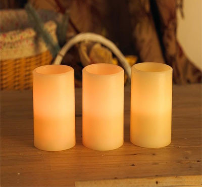 3pcs/Set Ivory Led Candles Battery Operated Real Wax Flickering Flame LED Candle Christmas Home Decoration Set With 2 Ke