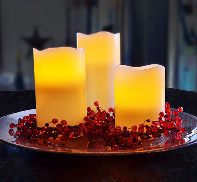 3pcs/Set Ivory Led Candles Battery Operated Real Wax Flickering Flame LED Candle Christmas Home Decoration Set With 2 Ke