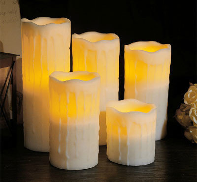 3pcs/Set Ivory Led Candles Battery Operated Real Wax Flickering Flame LED Candle Christmas Home Decoration Set With 2 Ke