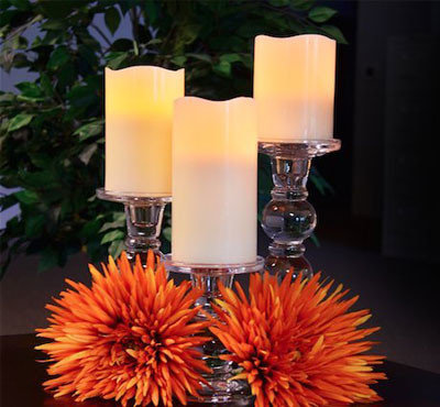 3pcs/Set Ivory Led Candles Battery Operated Real Wax Flickering Flame LED Candle Christmas Home Decoration Set With 2 Ke