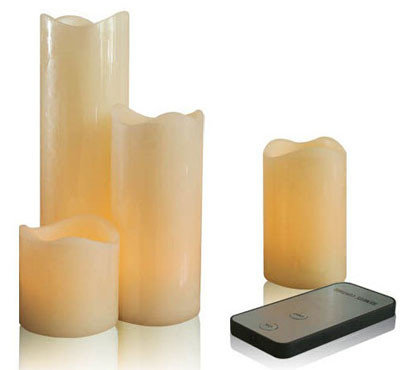 3pcs/Set Ivory Led Candles Battery Operated Real Wax Flickering Flame LED Candle Christmas Home Decoration Set With 2 Ke