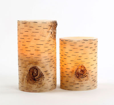 Remote Ready Amazing Flameless Candle Birch Bark Triple Timer