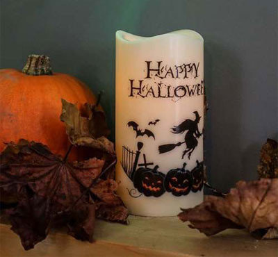 Real Wax Holiday Decor Yellow Flickering Led Candle/Halloween Led Candle With Printing