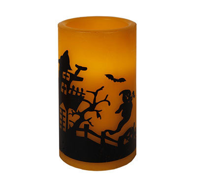Real Wax Holiday Decor Yellow Flickering Led Candle/Halloween Led Candle With Printing