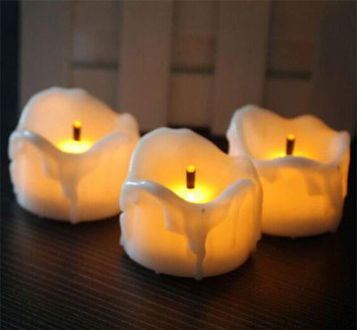 Flameless Yellow Flicker Tear Wax Drop Candle Mini Battery Operated Tea Lights New Arrive Realistic Led Tea Light Candle