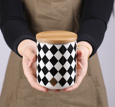 Wholesale Diamond Pattern Ceramic Jar Candles