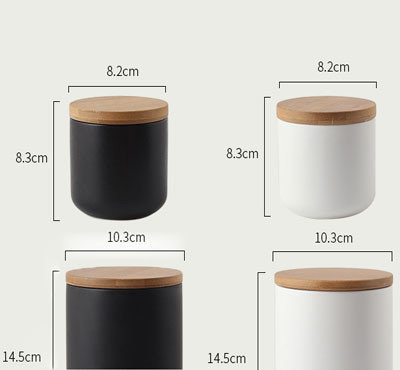 Matte White/Matte Black Ceramic Jar Candles With Wood Lids In Bulk