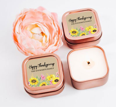 Personalised Hand Poured Scented Tin Candles In Square Tin Can