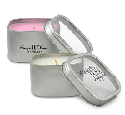 Personalised Hand Poured Scented Tin Candles In Square Tin Can