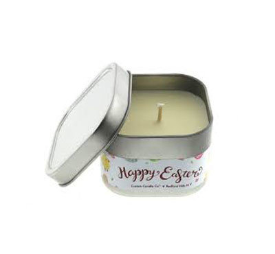 Personalised Hand Poured Scented Tin Candles In Square Tin Can
