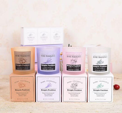 New Type SPA Flameless Aroma Soy Wax Glass Jar Candle Gift Box