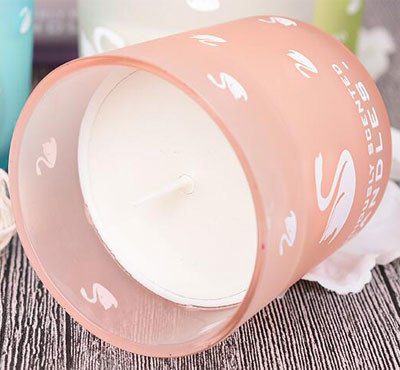 Wholesale Scented Soy Wax Glass Jar Candles With Flamingo Scrub Spray Pattern
