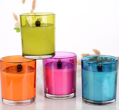Hot Sale Tropical Style Aromatherapy Colored Glass Jar Soy Wax Candles