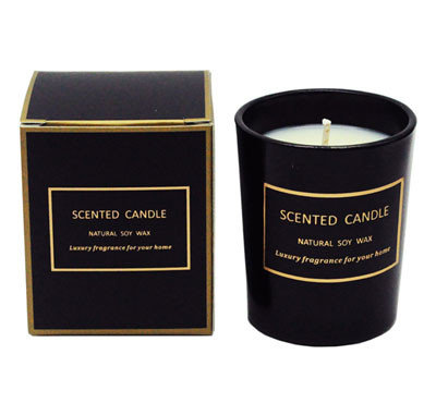 Small Scented Soy Wax In Black Glass Jar Candles Without Logo