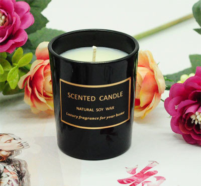 Small Scented Soy Wax In Black Glass Jar Candles Without Logo
