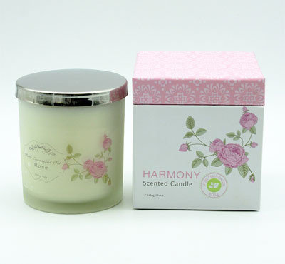 Scented Frosted Glass Jar Candles With Iron Cover Custom Pattern