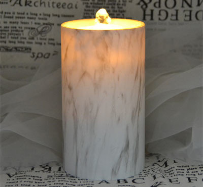 Rechargeable Flameless Candle Fountain With Plastic Imitation Marble
