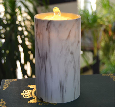 Rechargeable Flameless Candle Fountain With Plastic Imitation Marble