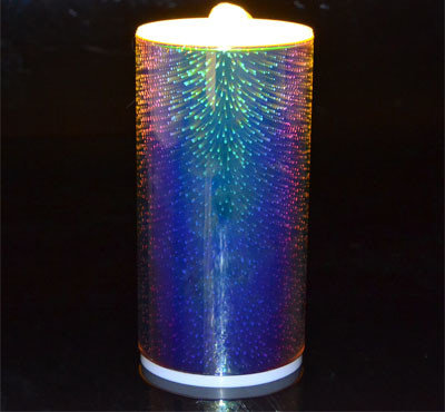 3D Glass Fireworks Flameless Candle Fountain With Lithium Battery