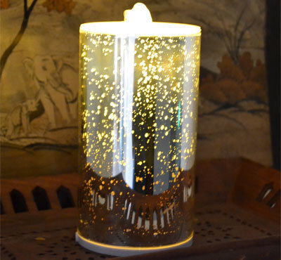 3D Glass Spot Flameless Candle Fountain With Lithium Battery