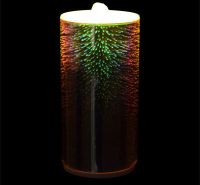 Rechargeable 3D Glass Fireworks Flameless Candle Fountain With 3D Battery