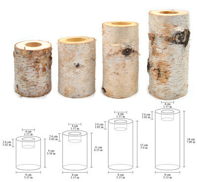 Beautiful rustic birch bark wooden tealight candle holders
