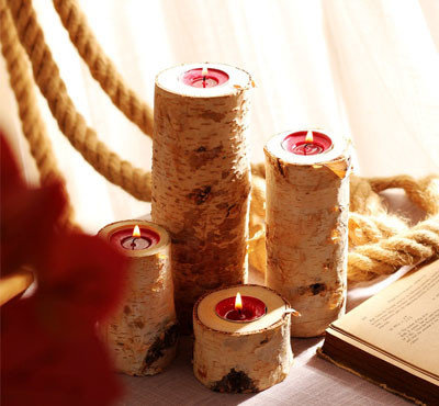 Birch Wooden Tealight Candle Holders
