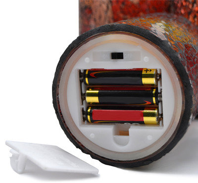 Moving Wick Glass Mosaic Flameless Wax LED Candles