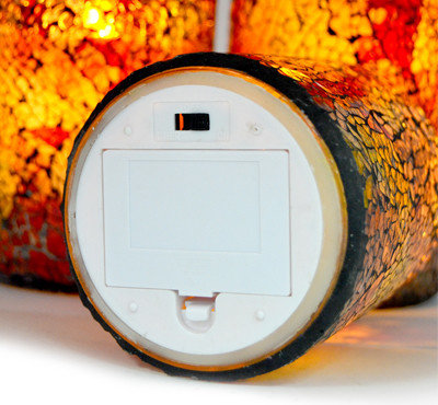 Moving Wick Glass Mosaic Flameless Wax LED Candles
