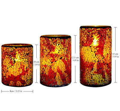 Moving Wick Glass Mosaic Flameless Wax LED Candles