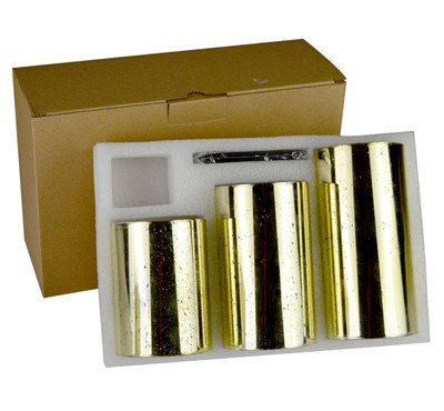 Moving Flame Gold Mercury Glass Flameless Pillar Candles