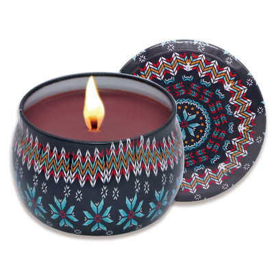 Hot European candle gift sets Custom retro patterns travel metal jar scented candle tin