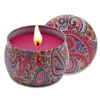 Hot European candle gift sets Custom retro patterns travel metal jar scented candle tin