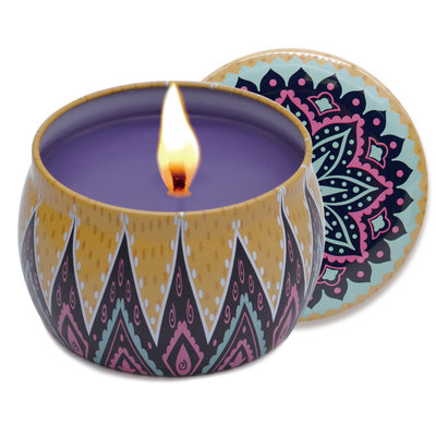 Hot European candle gift sets Custom retro patterns travel metal jar scented candle tin
