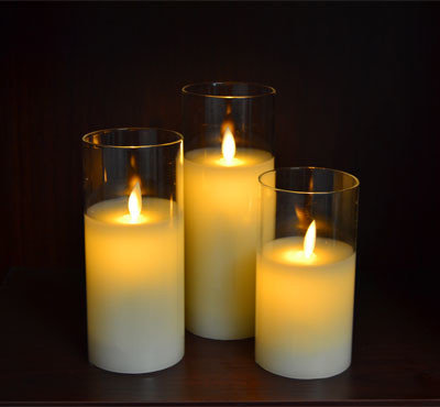 Glass Jar Moving Wick Led Candles With Popular Vanilla Scents For Wedding Table Decoration
