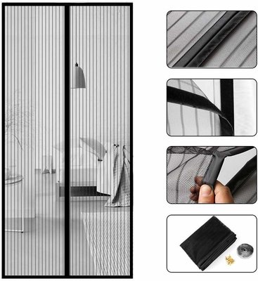Wear Resistant Magnetic Screen Door Curtain With Polyester Fabric Screen