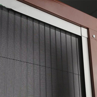 PVC Coated Polyester Pleated Fly Screen , Flame Retardant Pleated Mosquito Mesh