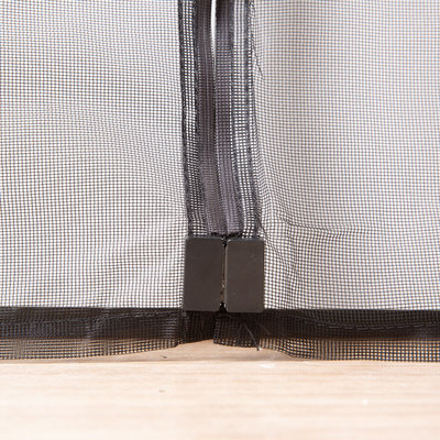 Black Magnetic Fly Screen Mesh Door Curtain , Velcro Magnetic Screen Door Exterior