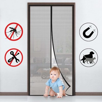 Polyester Magnetic Screen Door Curtain For Patio Or Balcony Doors